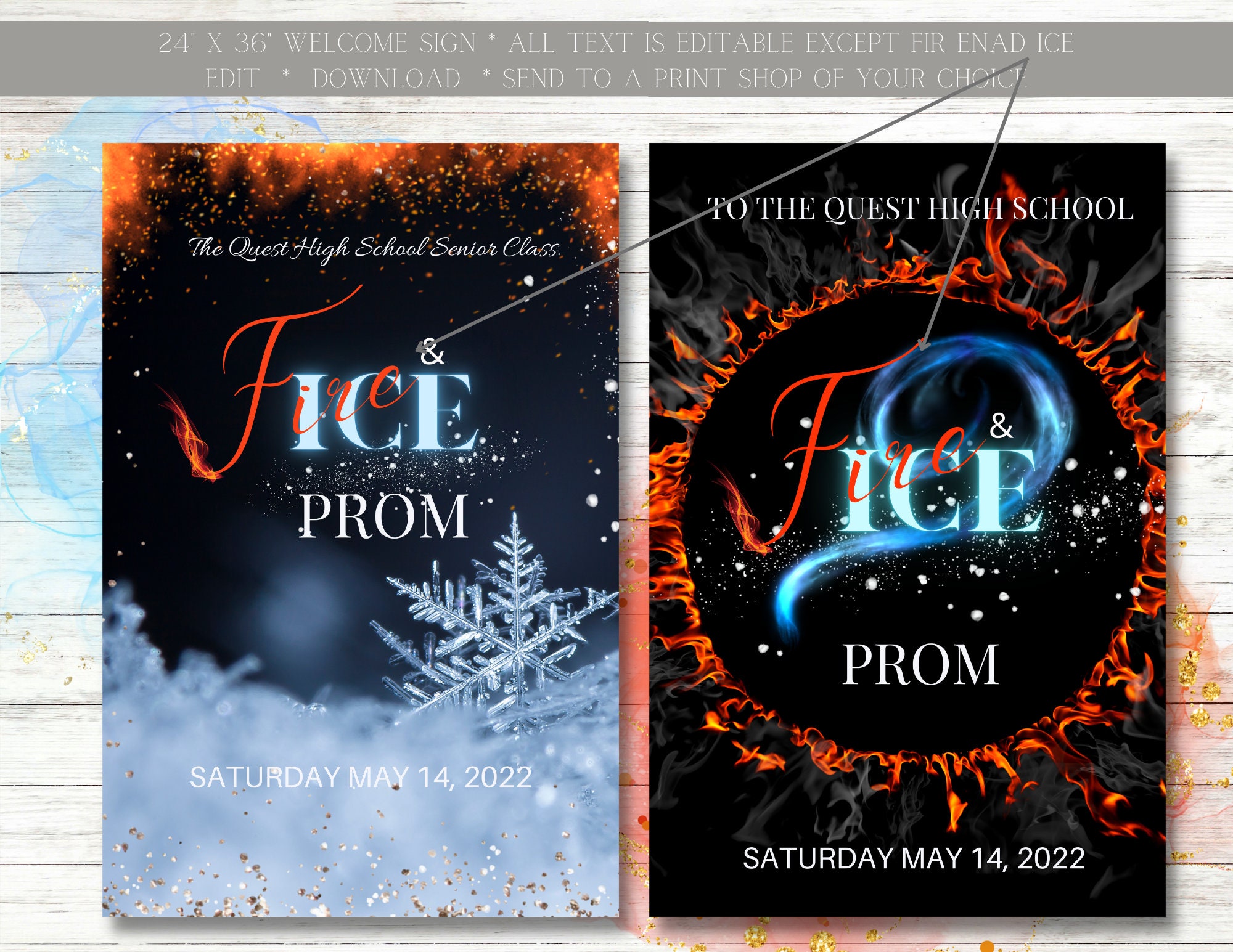 Fire and Ice Welcome Sign Poster School Dance Prom - Etsy