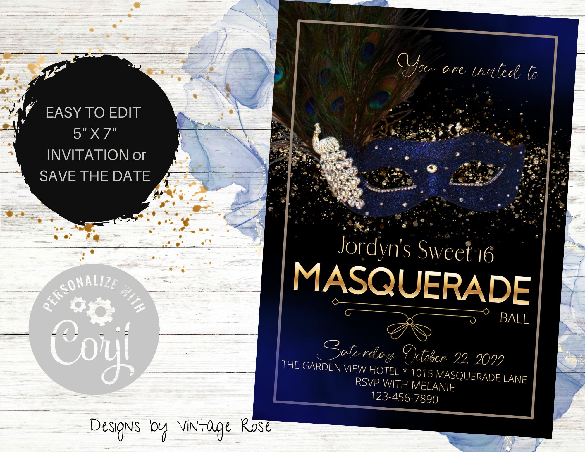 Vintage Masquerade Ball Invitation
