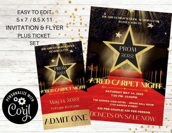 Red Carpet Dance Set Hollywood Editable Prom School Dance | Etsy