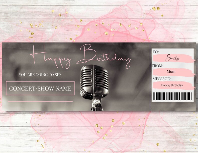 Printable Concert Ticket Happy Birthday Concert Ticket/ Show - Etsy