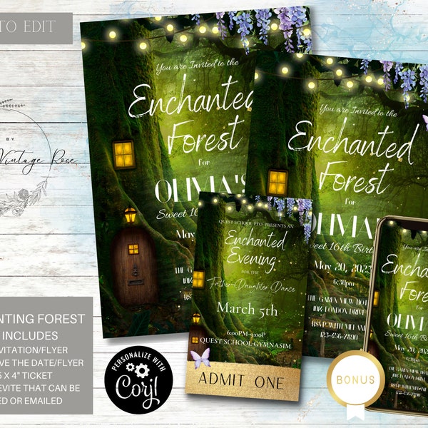 Forest Enchanted Invitation - Etsy