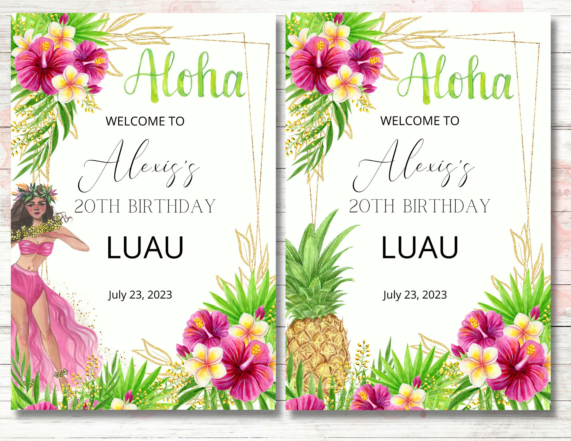 Aloha Welcome Sign and Favor Tags, Luau Sign, Hawaiian, Birthday, 16th ...