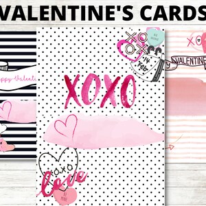 Valentine's Day Cards, Black, White and Pink, XOXO Cards, School Cards ...