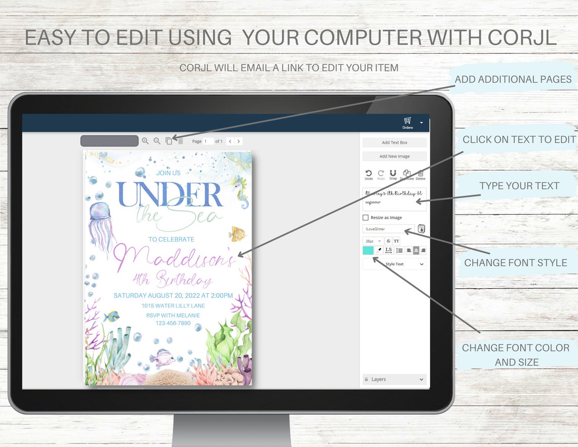 Under the Sea Invitation Editable Watercolor Summer - Etsy