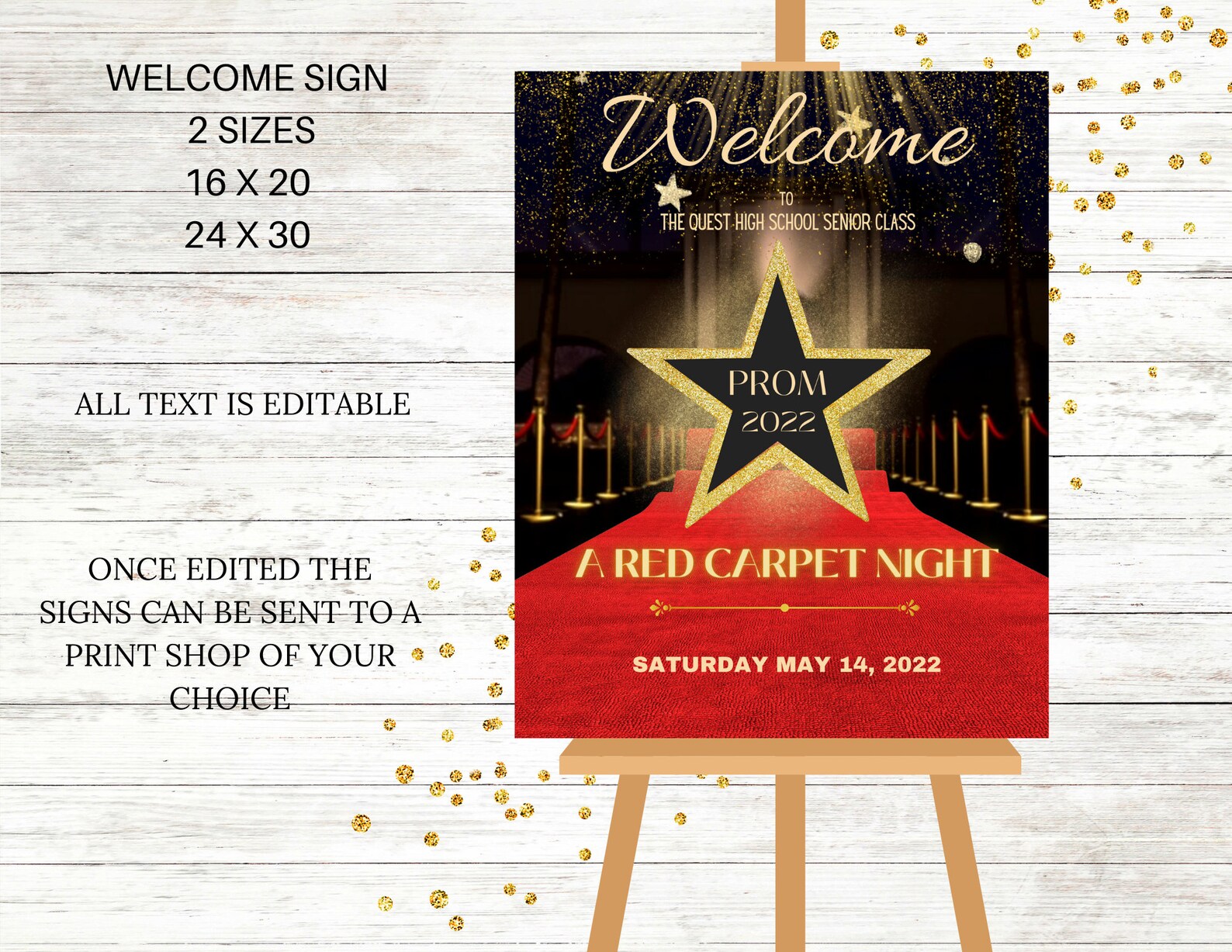 Red Carpet Party Package, Editable, Prom, School Dance, Invitation ...