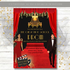 Red Carpet, Old Hollywood Glam, Invitation Dance Package, Prom ...
