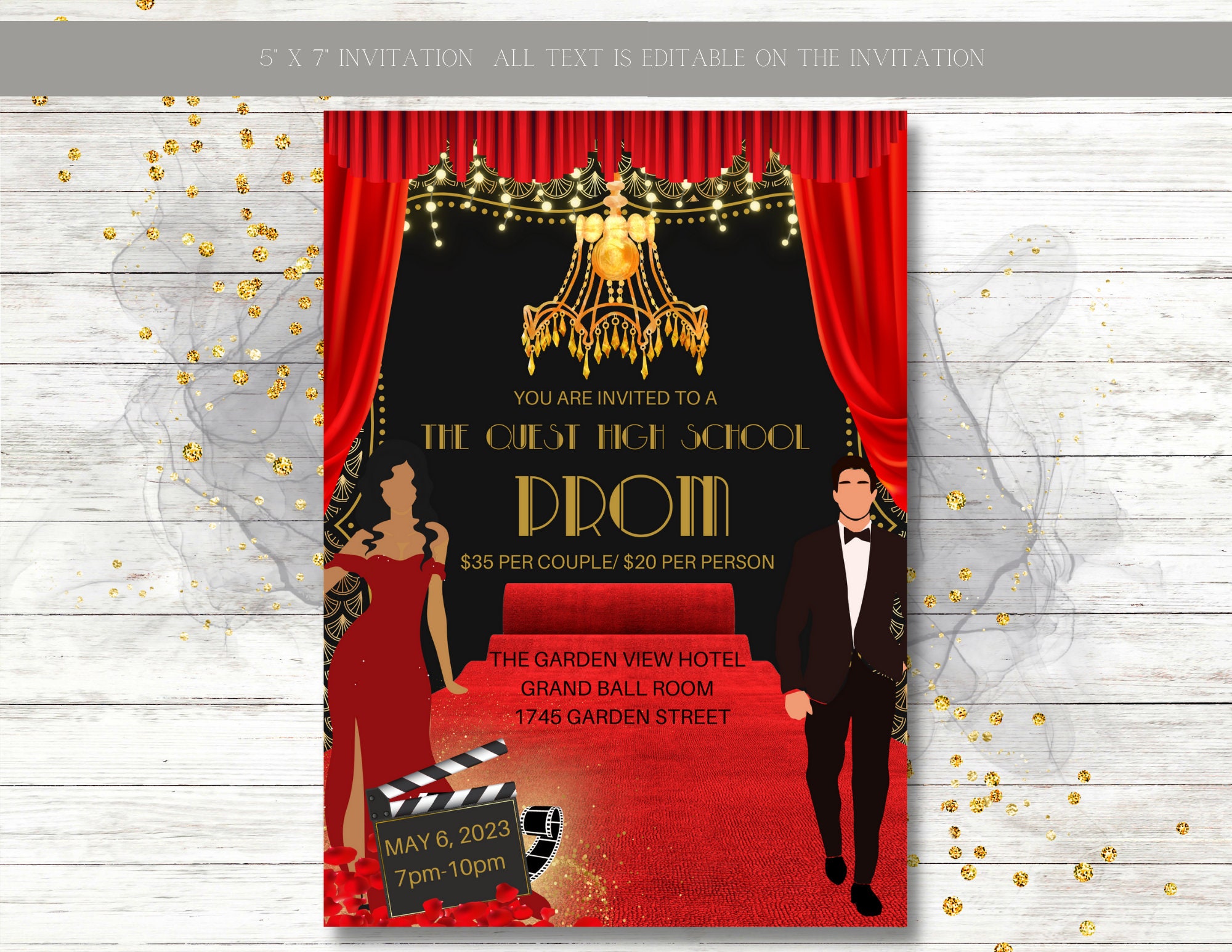 Red Carpet, Old Hollywood Glam, Invitation Dance Package, Prom ...