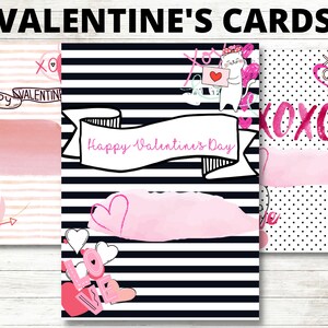 Valentine's Day Cards, Black, White and Pink, XOXO Cards, School Cards ...