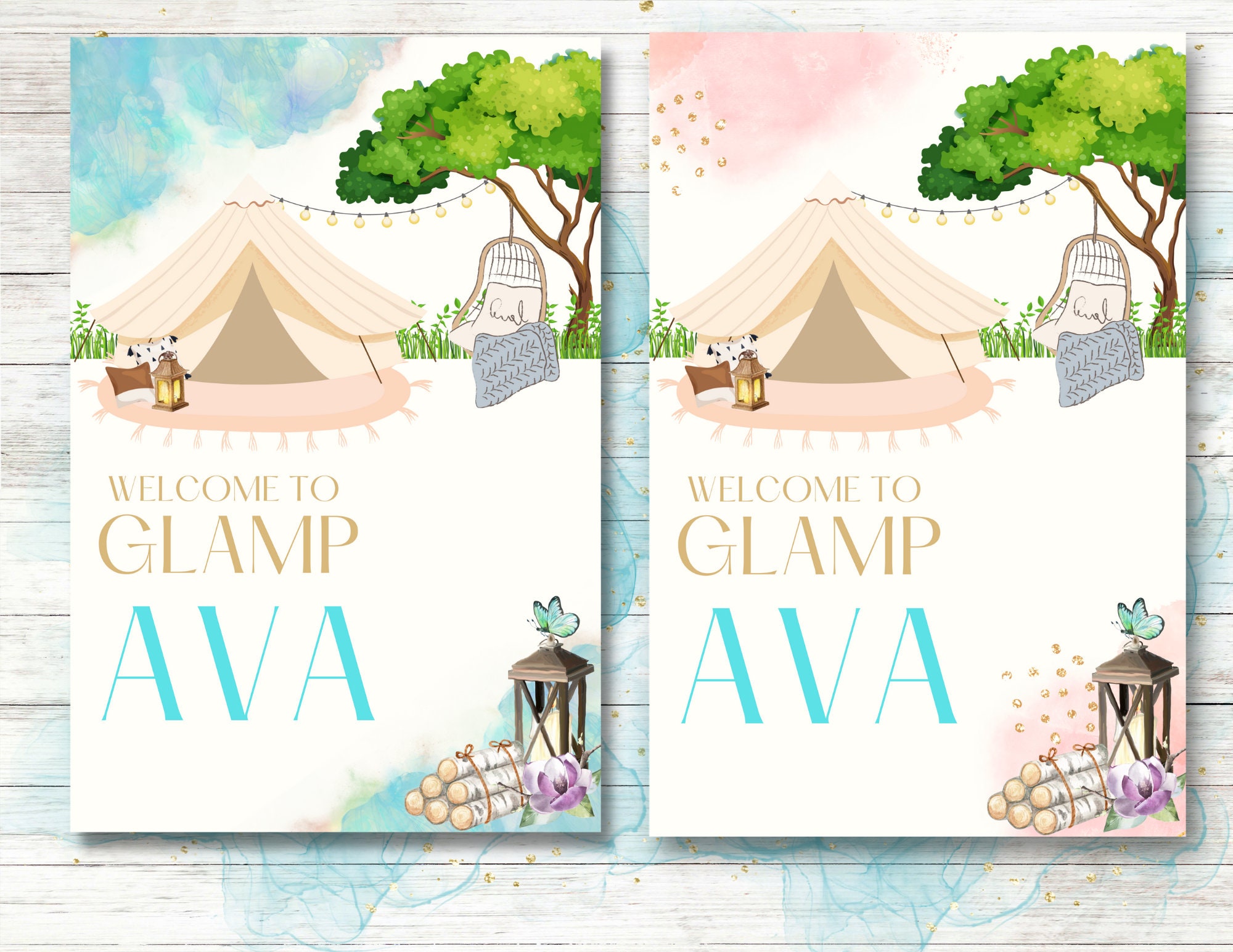 Glamping Welcome Sign, Poster, Let's Go Glamping, Camping Invitation ...