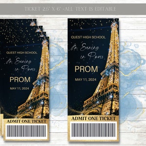 A Night in Paris Invitation, Flyer and Ticket Set, Prom, Homecoming ...