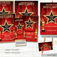 Red Carpet Dance Welcome Sign, Hollywood Editable, Prom, School Dance ...