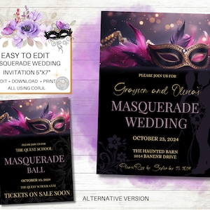 Masquerade Dance Welcome Sign Poster, Editable, Birthday Party, Prom ...