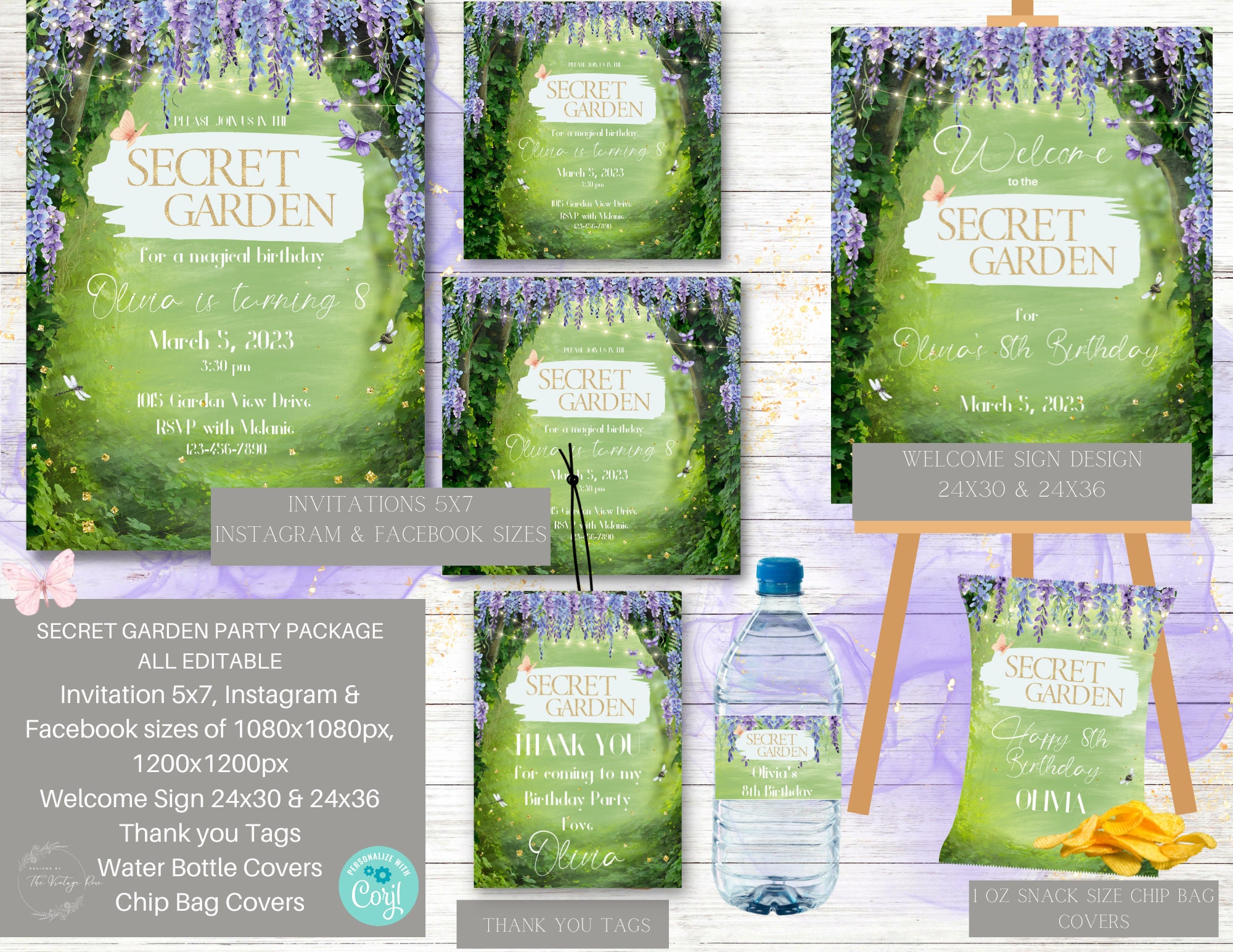Secret Garden Invitation Party Package, Editable, Enchanted Forest ...
