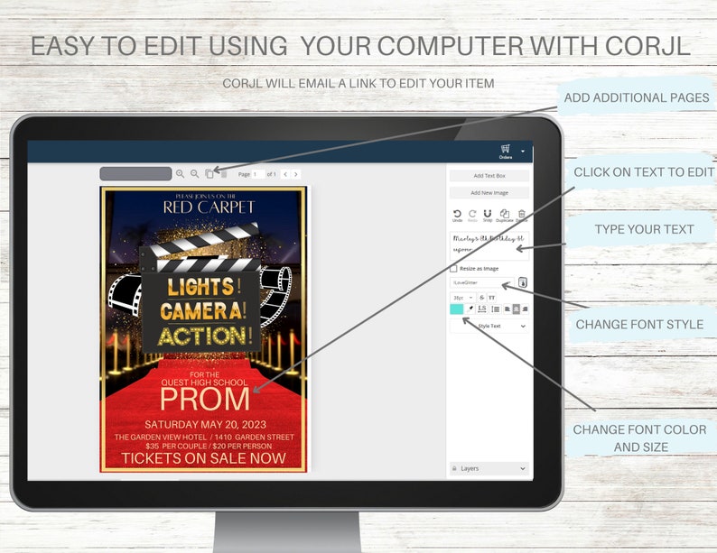 Lights! Camera! Action! Invitation Set, Red Carpet, Hollywood, Prom ...