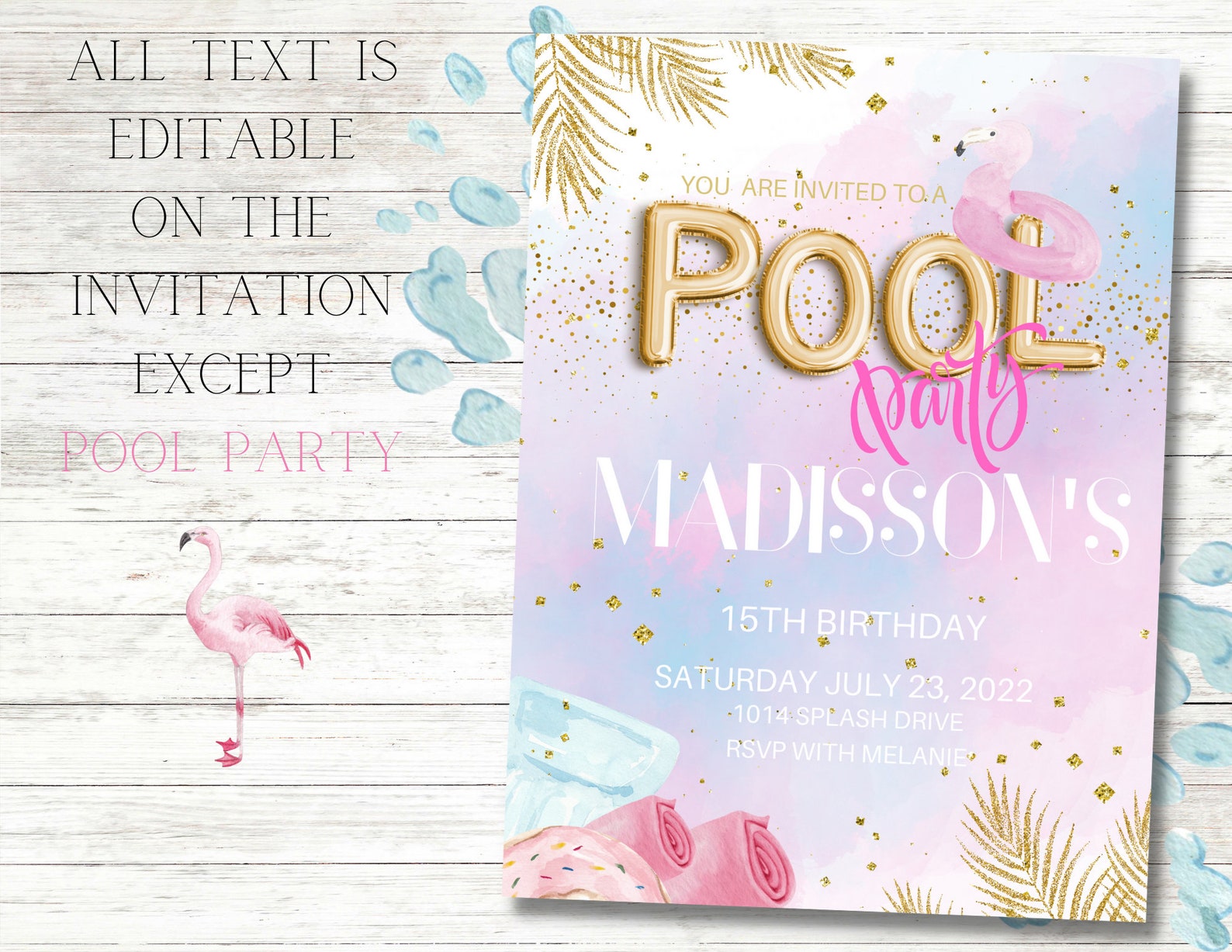 Pool Party Invitation Editable Birthday Party Summer Party | Etsy