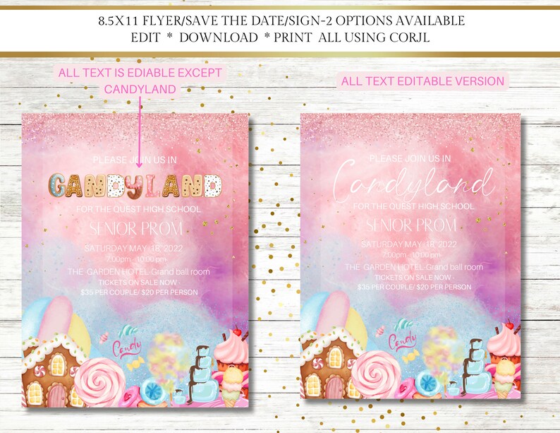 Candy Land Invitation Set, Sweets, Dance Set, School Dance, Ticket ...