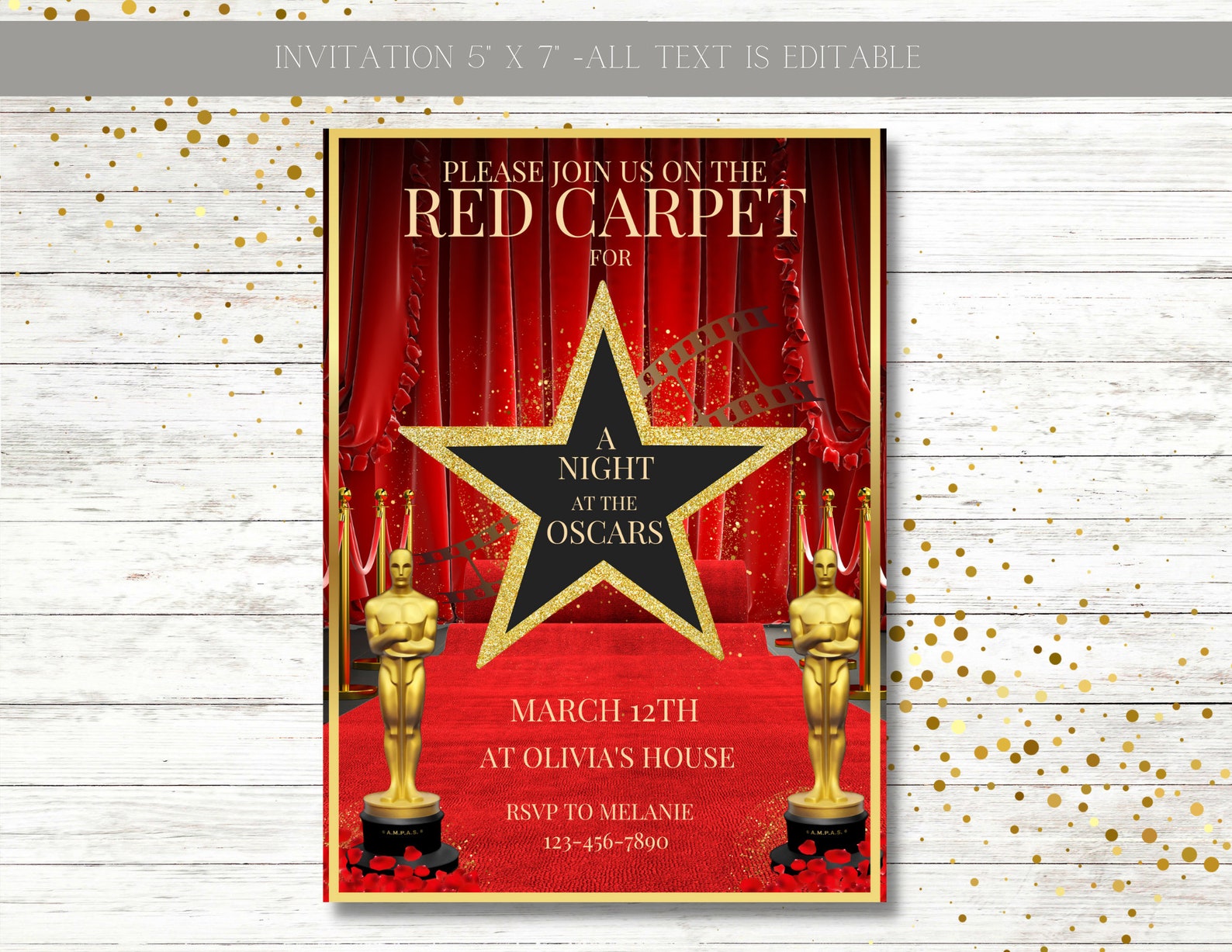 Red Carpet Invitation and Flyer Set/sign, Night at the Oscars, Movie ...
