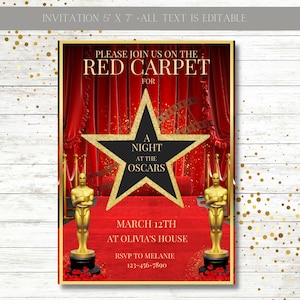 Red Carpet Invitation and Flyer Set/sign, Night at the Oscars, Movie ...