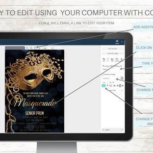 Blue and Gold Masquerade Dance Set, Editable, Prom, School Dance ...