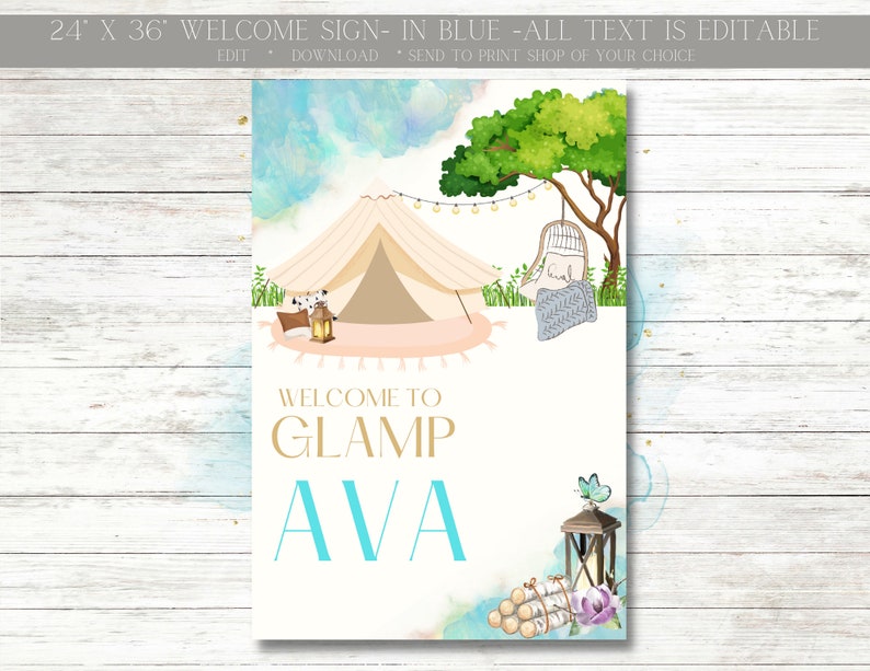 Glamping Welcome Sign, Poster, Let's Go Glamping, Camping Invitation ...