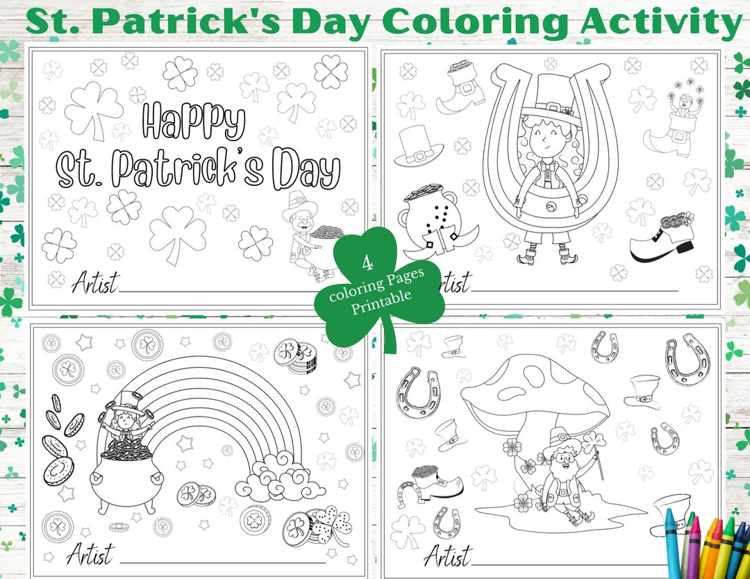 St. Patrick's Day Kids Coloring Activity, Printable, St. Patrick's ...