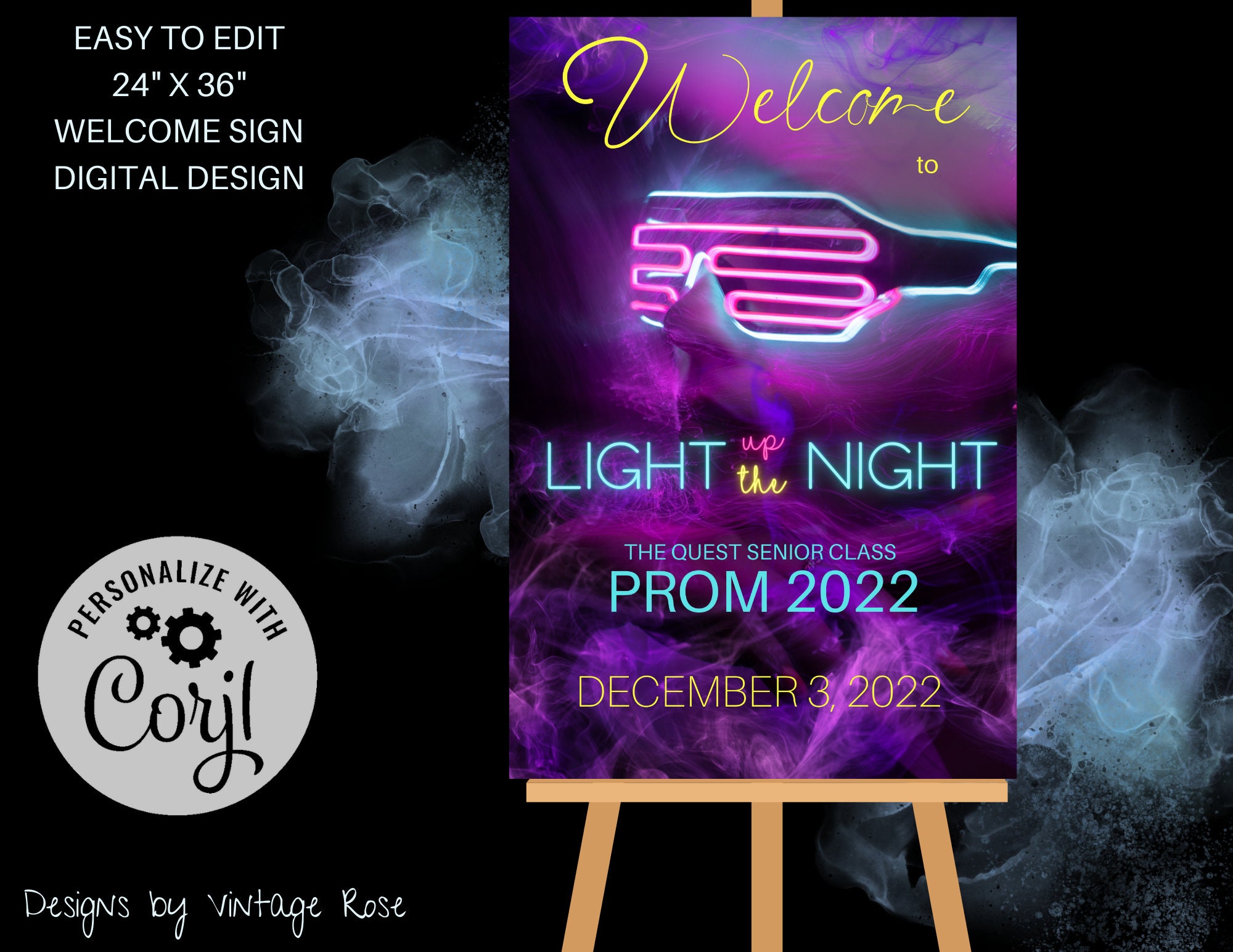 Light up the Night Welcome Sign Glow Party, Prom, Homecoming, School ...