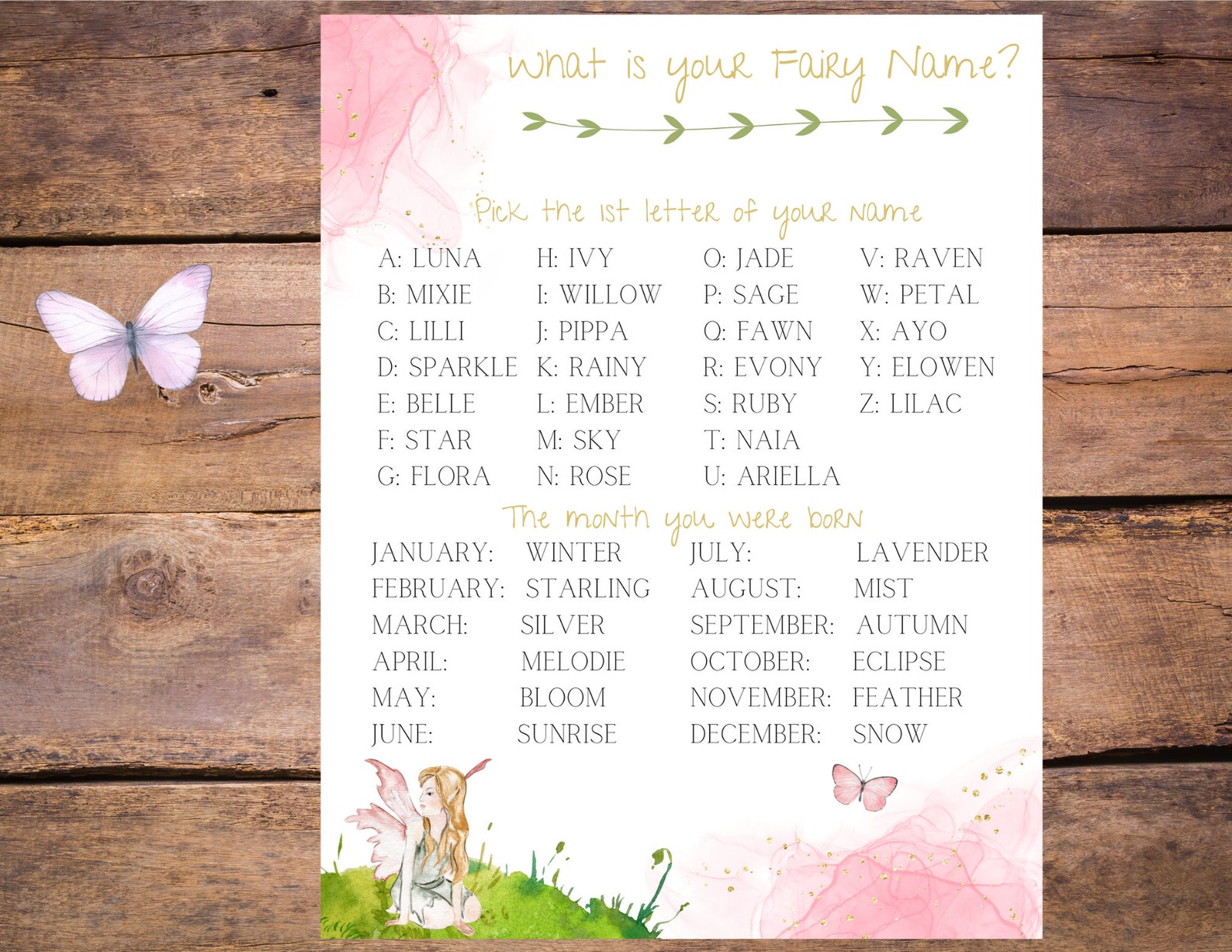 Fairy Scavenger Hunt and What's My Fairy Name, Fairy Games, Birthday ...