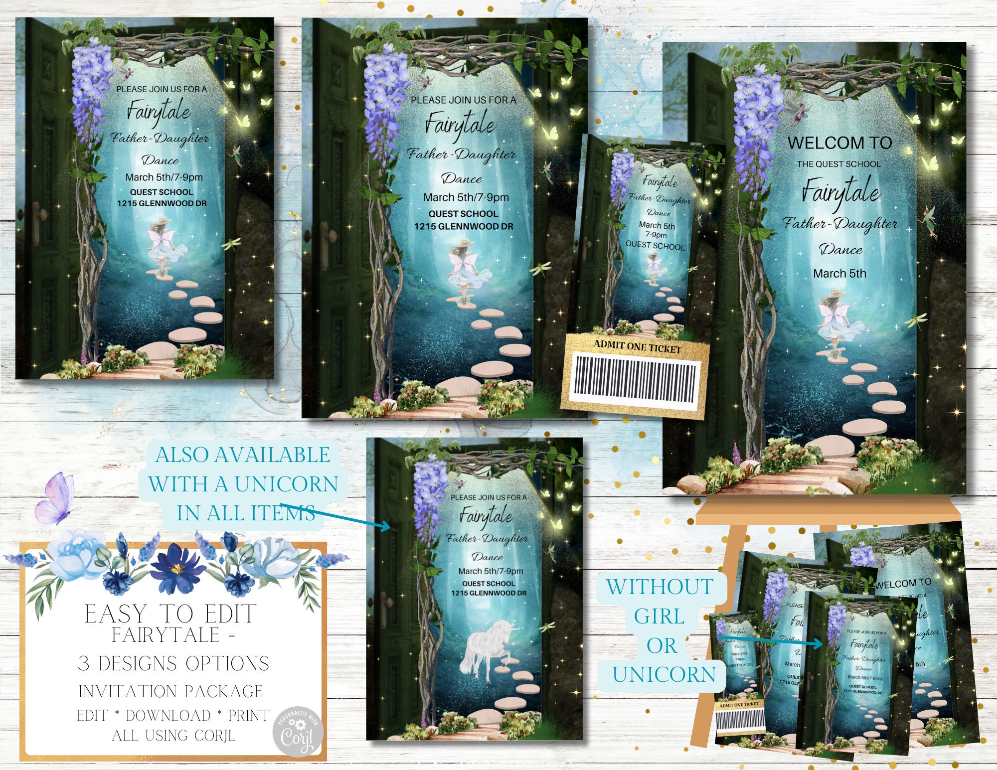 Fairytale Invitation Set, Enchanted Forest, Fairy Forest, Prom, School ...