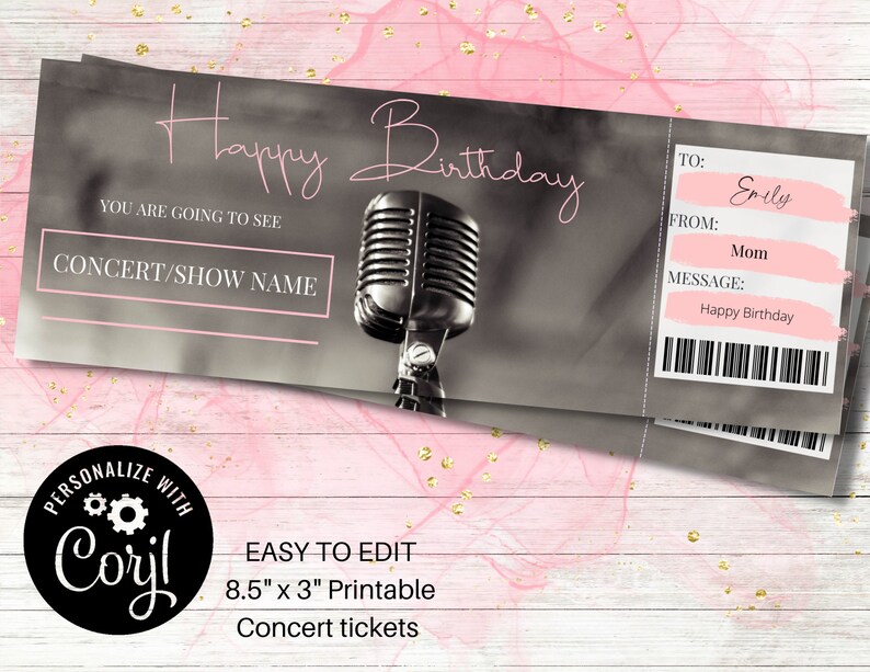 Printable Concert Ticket Happy Birthday Concert Ticket/ Show - Etsy