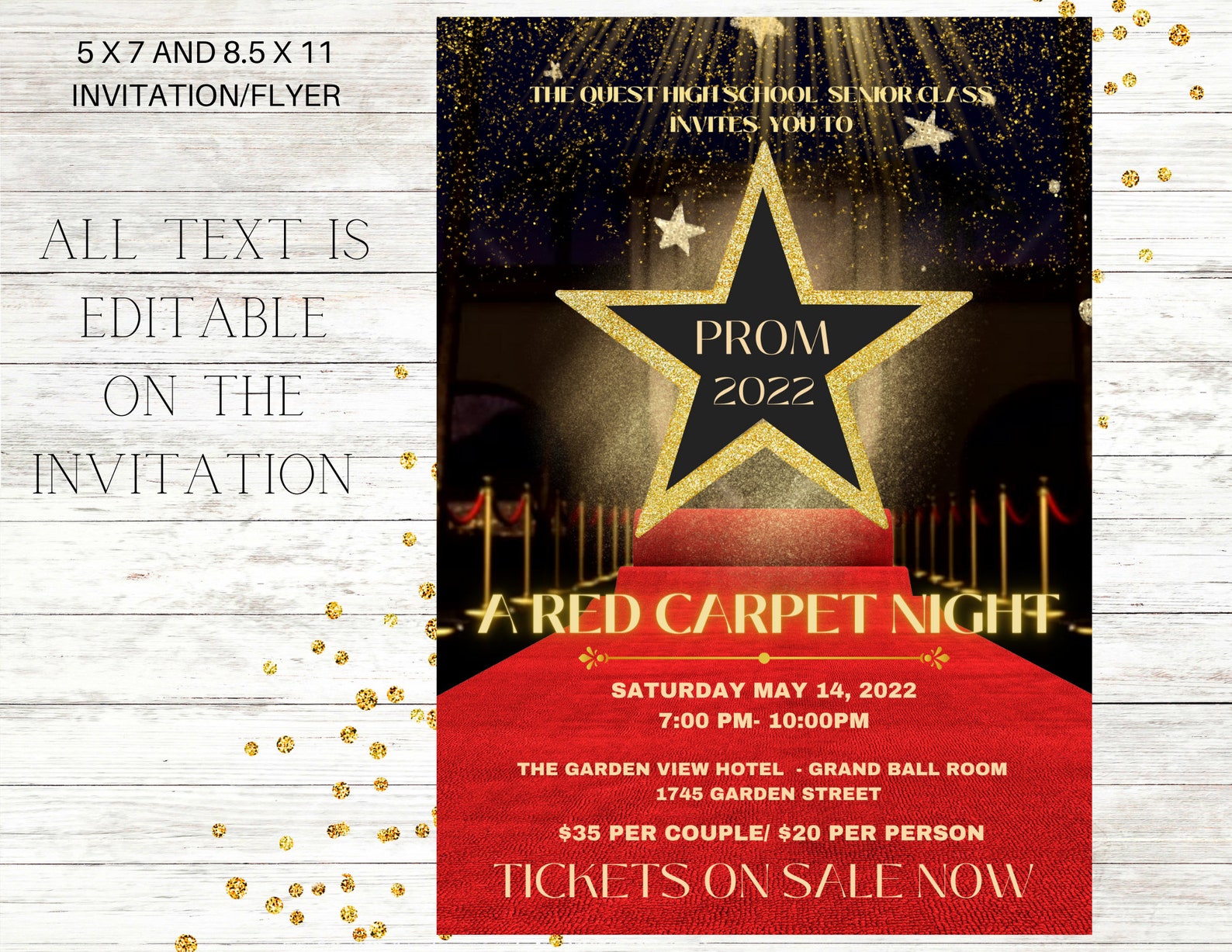 Red Carpet Party Package, Editable, Prom, School Dance, Invitation ...