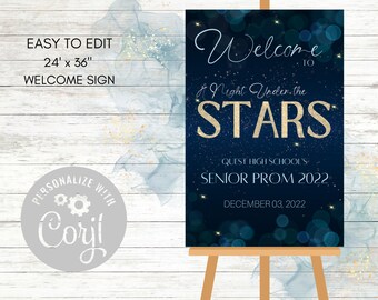 Celestial Wedding Welcome Sign Template, Starry Night Welcome Sign ...