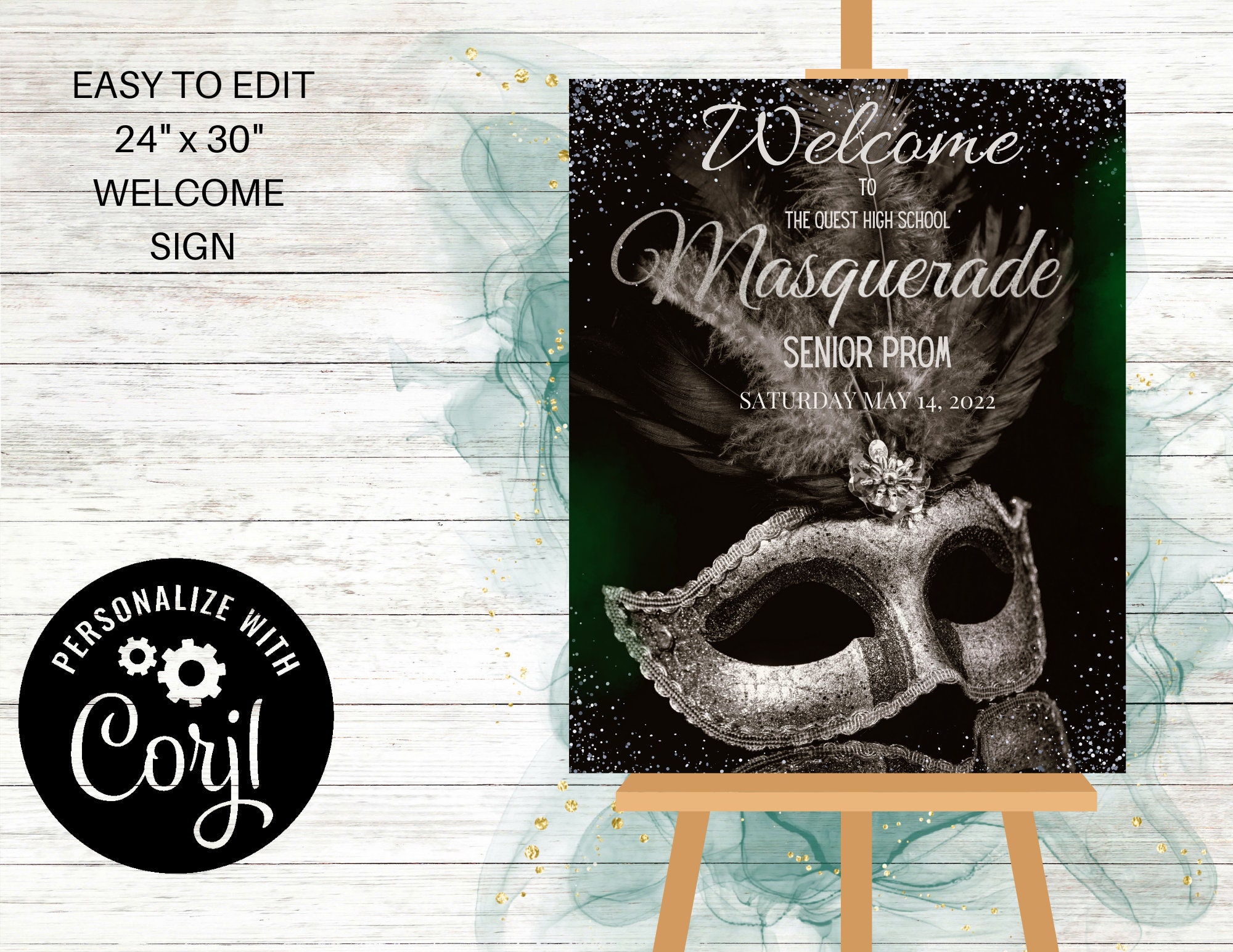 Masquerade Dance Welcome Sign Poster Editable Birthday - Etsy