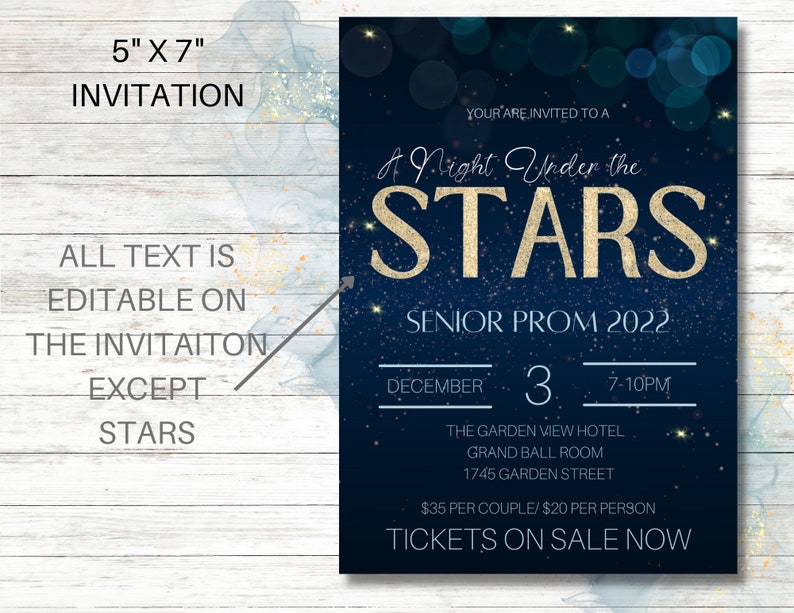A Night Under the Stars Invitation, Flyer and Ticket Set, Under the ...