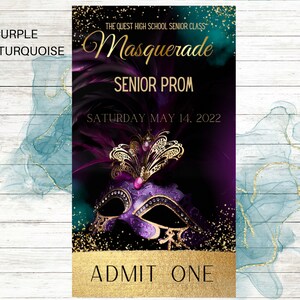 Masquerade Dance Set, Editable, Prom, School Dance, Invitation, Ticket ...