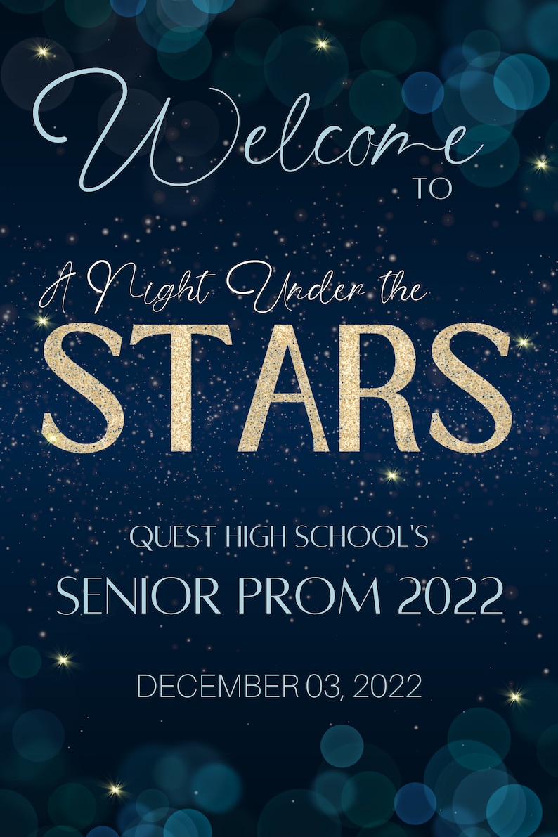 A Night Under the Stars Welcome Sign, Poster, Under the Stars Prom ...