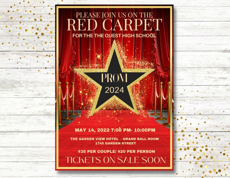 Red Carpet Invitation and Flyer Set/sign VIP Pass, Hollywood, Lights ...