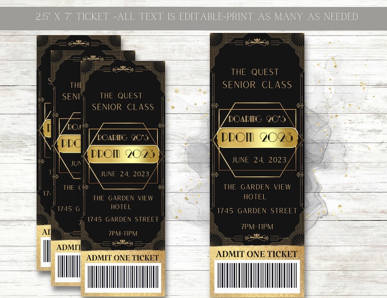 Art Deco Invitation and Ticket Set, Flyer, Save the Date Roaring 20's ...