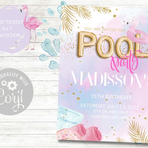 Editable Girl Soccer Pool Party Invitation Sports Summer Pink - Etsy