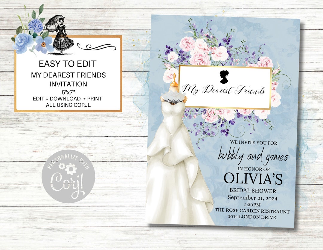 Victorian Invitation, English, Birthday, Bridal Shower, Baby Shower ...