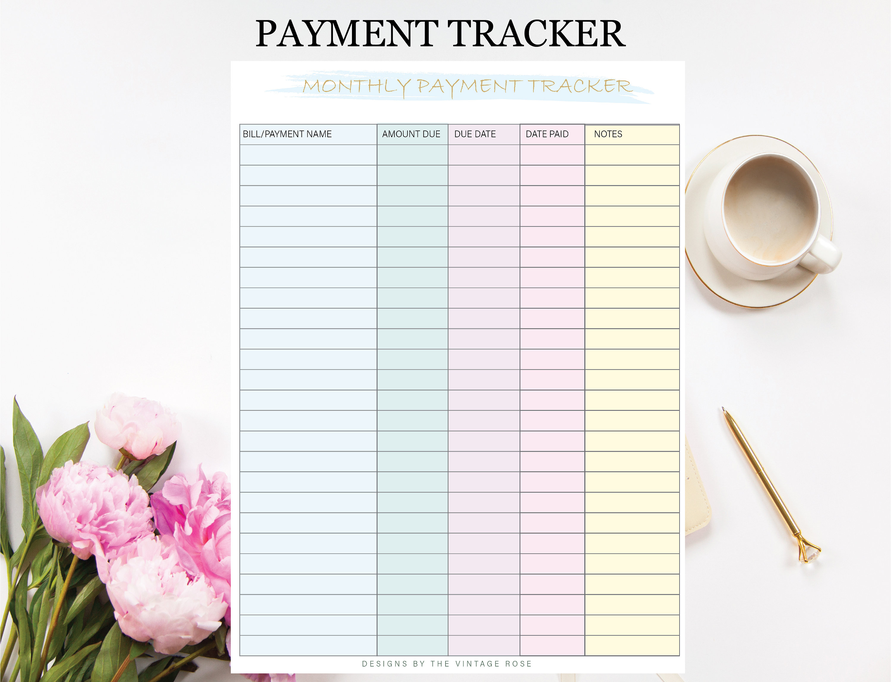 Monthly Budget, Monthly Payment Tracker, Yearly Bills at a Glance, Bill ...