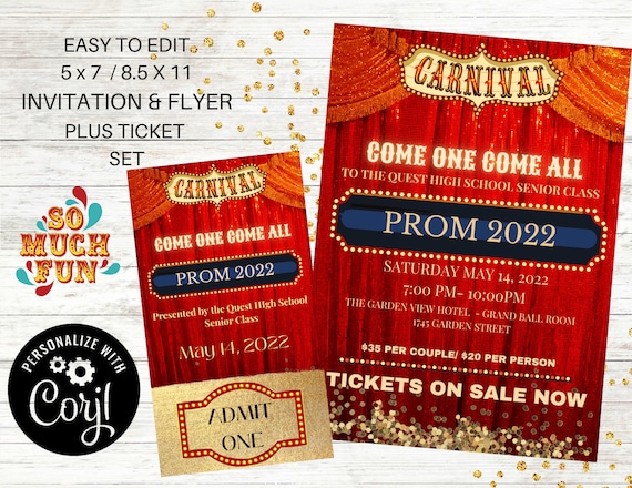 Carnival Dance Set Editable Prom School Dance Invitation | Etsy