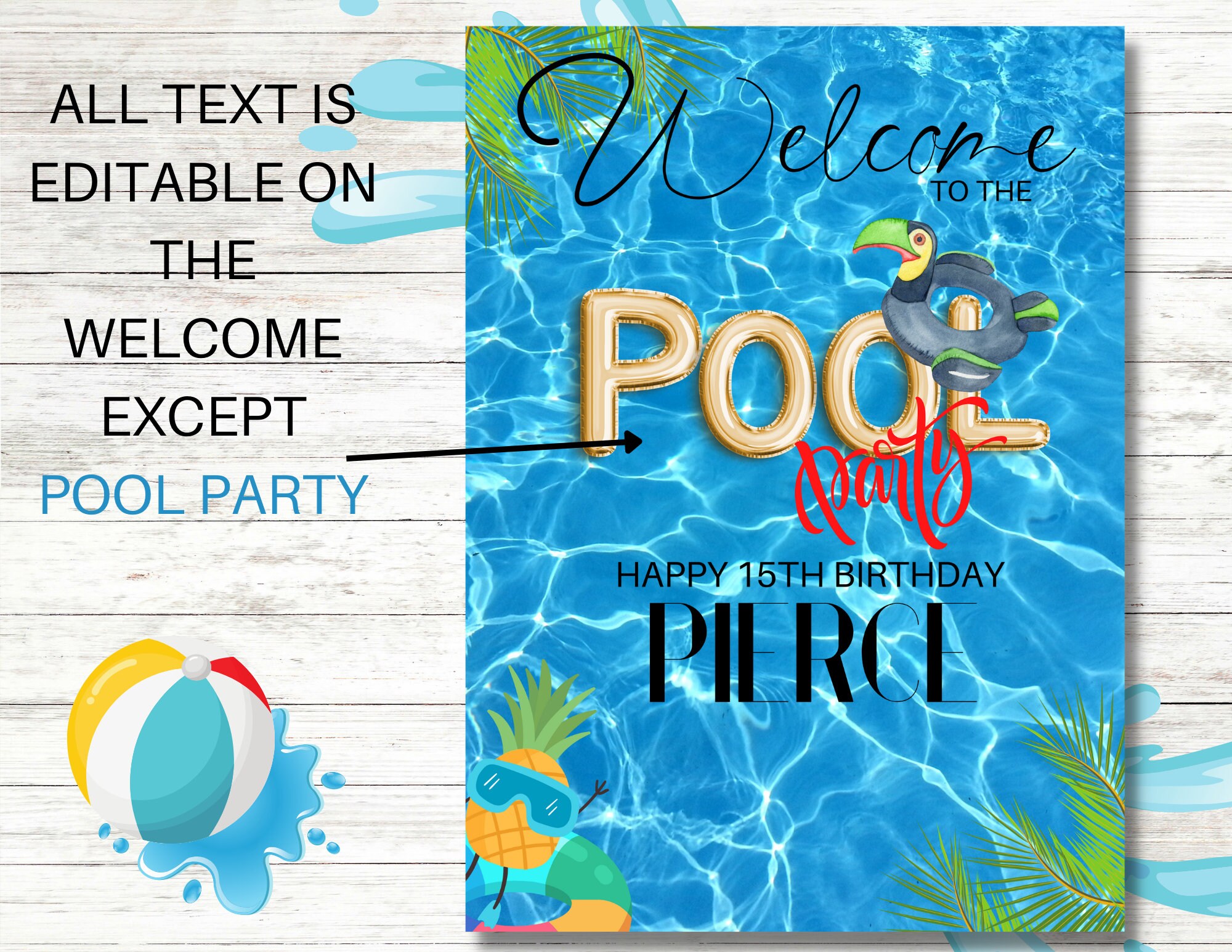 Pool Party Welcome Sign, Editable, Birthday Party, Summer Party ...