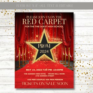 Red Carpet Invitation and Flyer Set/sign VIP Pass, Hollywood, Lights ...