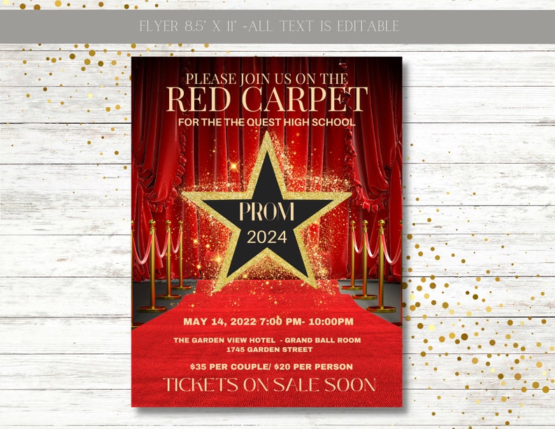 Red Carpet Invitation and Flyer Set/sign VIP Pass, Hollywood, Lights ...