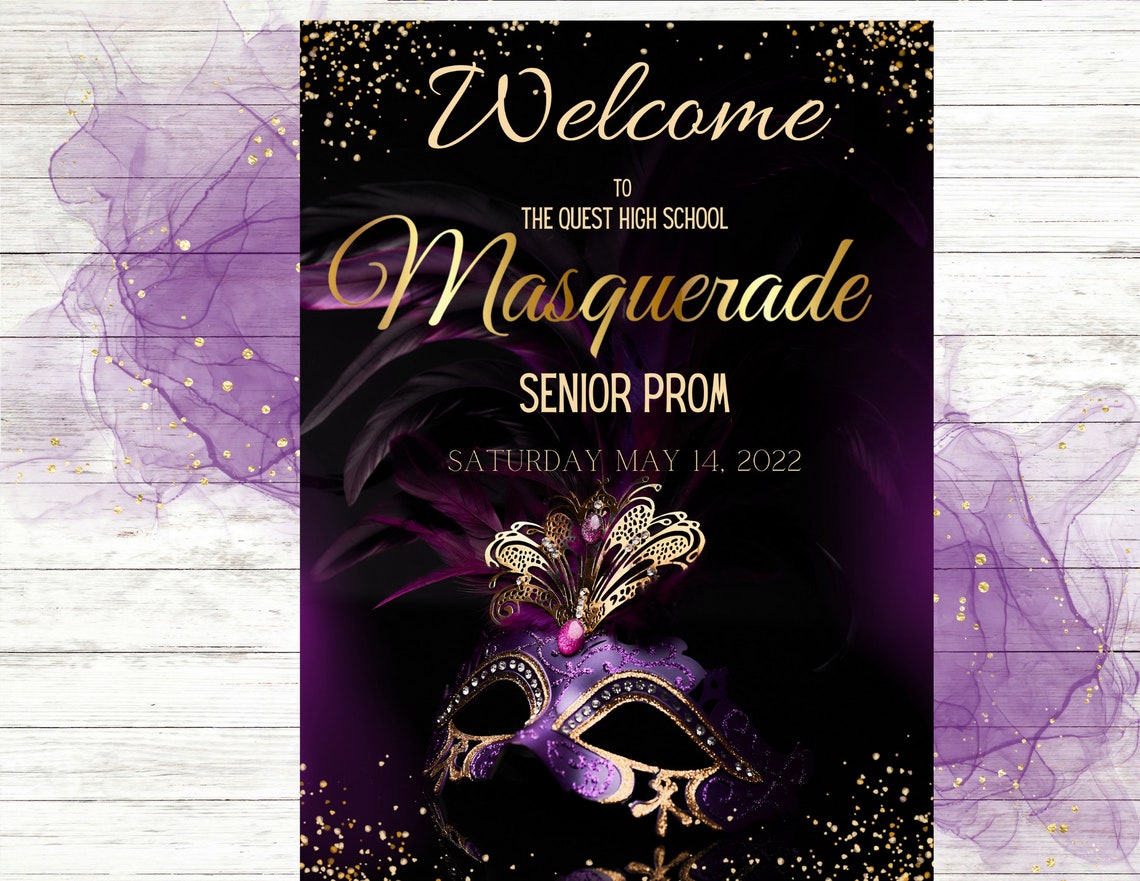 Masquerade Dance Welcome Sign Poster Editable Birthday - Etsy