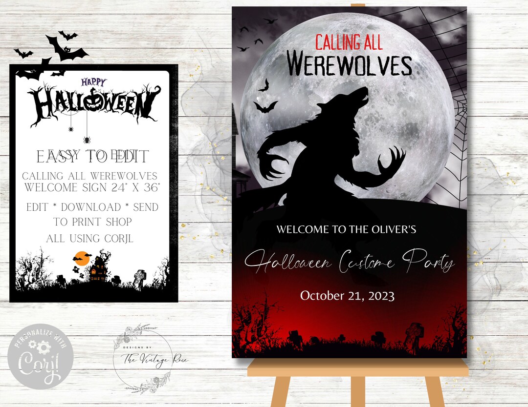 Werewolf Welcome Sign, Poster, Calling All Werewolves, Halloween ...