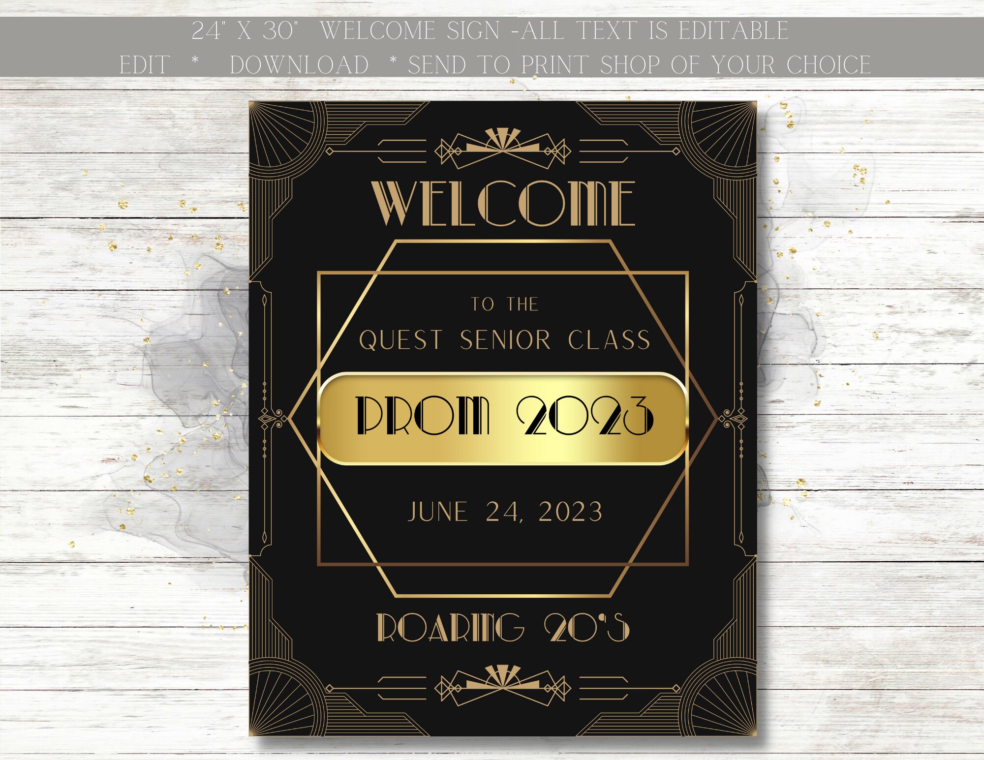 Art Deco Welcome Sign, Poster, Roaring 20's, Prom, Homecoming, School ...