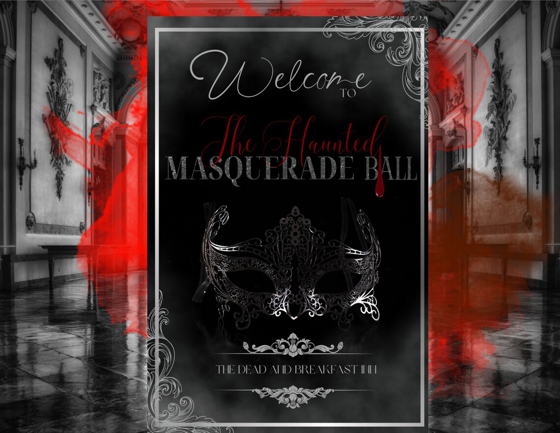 Haunted Masquerade Ball Welcome Sign, Editable, Corjl, , Halloween ...