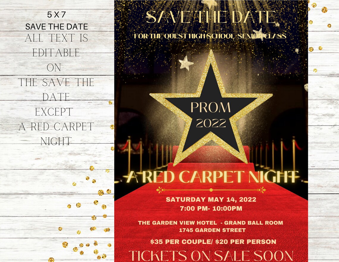 Red Carpet Party Package Editable Prom School Dance - Etsy
