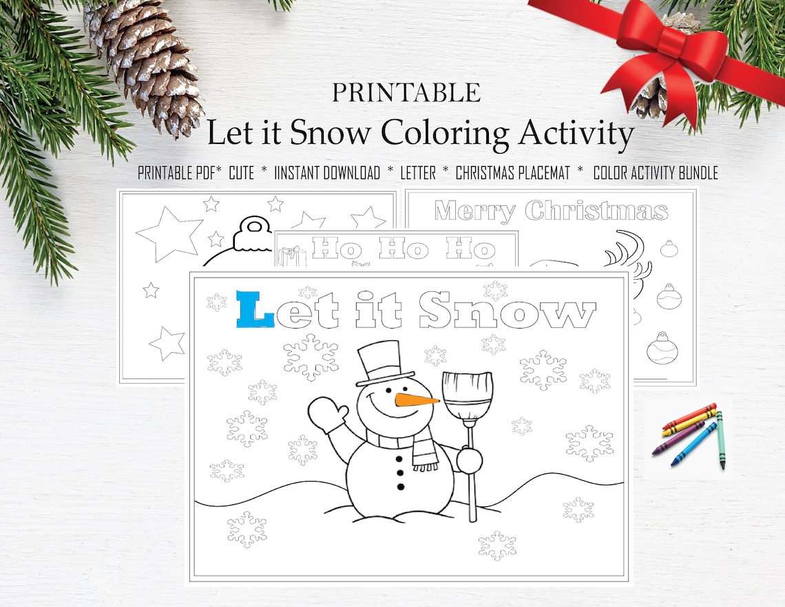 Christmas Coloring Activity, Christmas Coloring Placemat, Christmas ...
